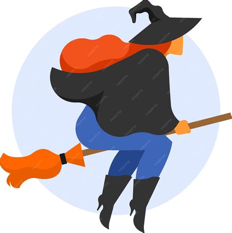 Premium Vector Witch On The Broom Vector Clip Art Isolated On