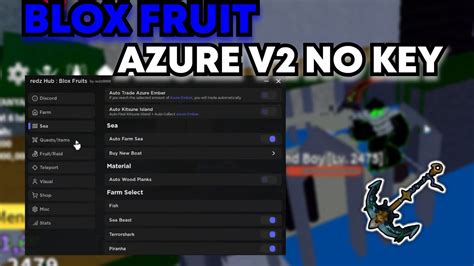 Blox Fruit Script New Azure V2 Auto Kitsune Smooth Farm NO KEY