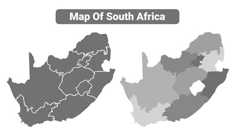 Premium Vector Greyscale South Africa Political Map With Borders Outline Style Vector