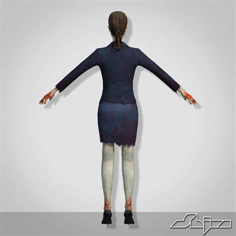 Zombie Female Character Rigged Biped 3d Model