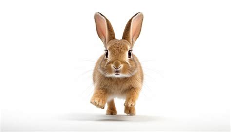 Premium Ai Image Rabbit In Motion Frontal View Isolation