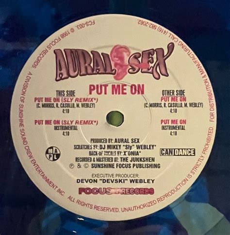 Aural Sex Sunshine Sound Crew Put Me On 12 Oleo Records