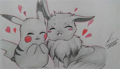 Pikachu In Love Drawing