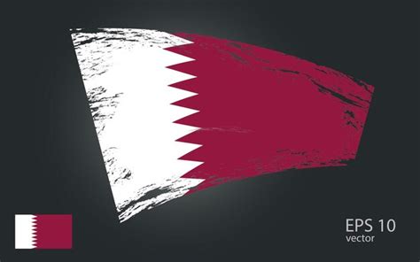 Premium Vector Vector Flag Of Qatar Illustration Brush Paint Stroke