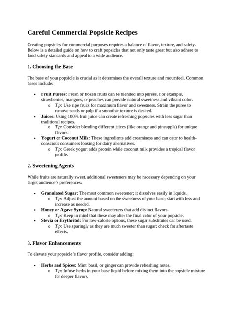 Recipes Operations Manual Pdf Sugar Substitute Taste