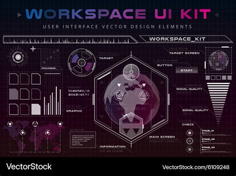Ui Hud Infographic Interface Web Elements Vector Image