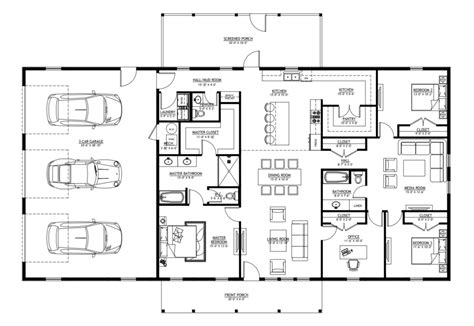 9 Stunning 3 Car Garage Barndominium Floor Plans