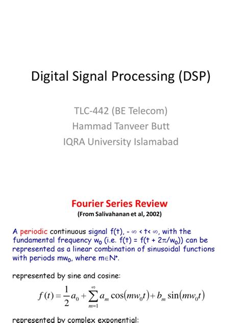 dsp pdf fourier analysis discrete fourier transform