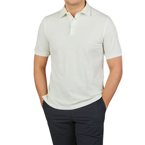 Fedeli Washed Mint Green Cotton Pique Polo Shirt Baltzar