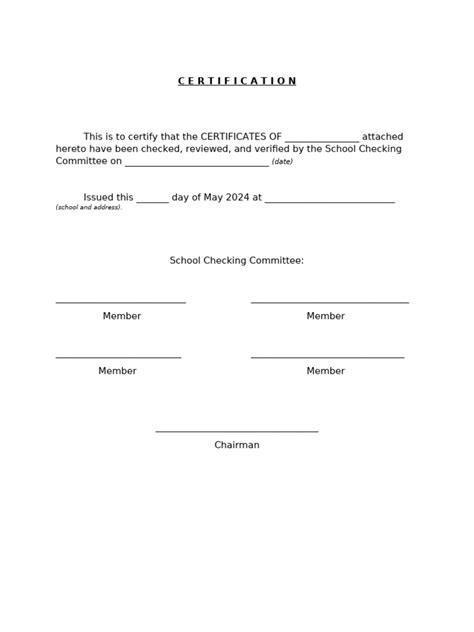 Sample Certification For Certificates Pdf