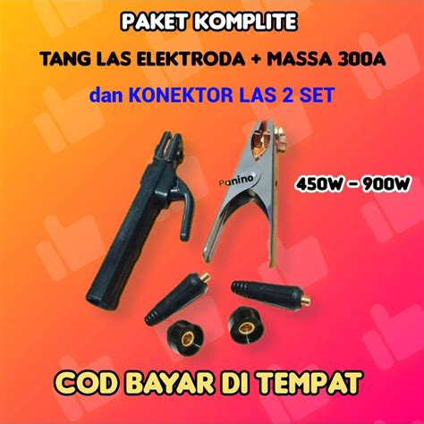Jual Tang Las Komplit Elektroda Massa Set Konektor Kabel Male Female
