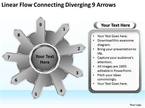 Linear Flow Connecting Diverging Arrows Gear Process PowerPoint Templates