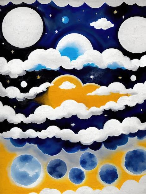 Una pintura retro de un cielo con nubes reproducción artística Foto