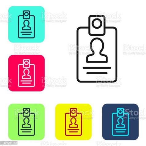 在白色背景上隔離的黑線識別徽章圖示它可用於演示公司標識廣告在顏色方形按鈕中設置圖示向量向量圖形及更多事件圖片 事件 企業 保安