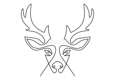 Hand Drawing One Single Continuous Line Of Deer Head Isolated On White Background Stock