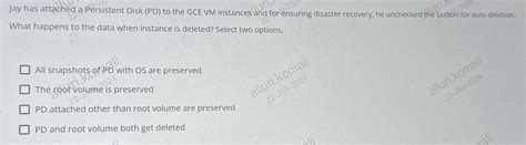 Solved Jay Has Attached A Persistent Disk Pd ﻿to The Gce