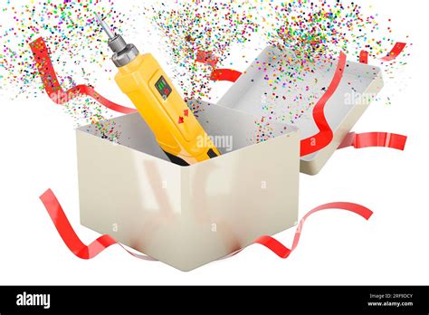 Cordless Screwdriver Inside Gift Box 3D Rendering Isolated On White