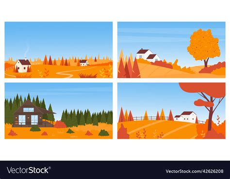 Village Autumn Landscape With Modern Or Old Vector Image