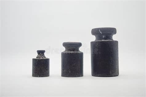 Weights Ancient Scales Arranged From Small To Large Isolated On A White