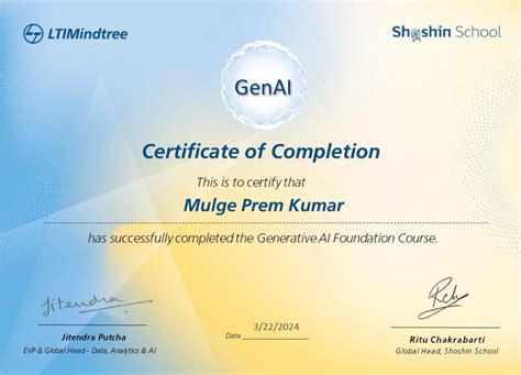 Mulge Premkumar On Linkedin Ltimindtree Generativeai Ai