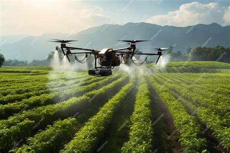 Premium Photo Commercial Drone Spraying Pesticide On Plantation Field