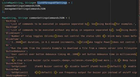 Please Provide List Of JSON Command Description For Flutter App