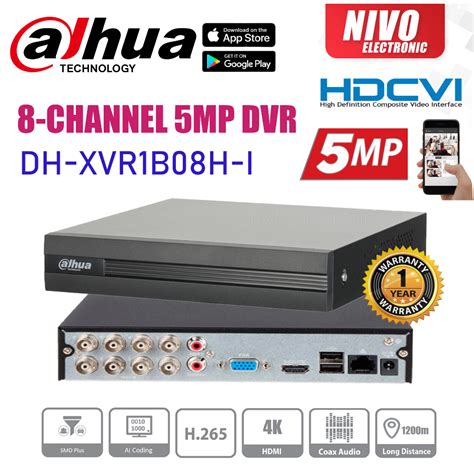 Dahua XVR1B08H I 8 Channel Penta Brid 5M N 1080p Cooper 1U 1HDD