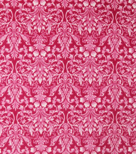 Dark Pink Floral Anti Pill Fleece Fabric Joann