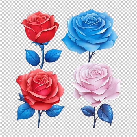Красивый набор иллюстраций розы розовые цветы Clipart Pro Png Премиум