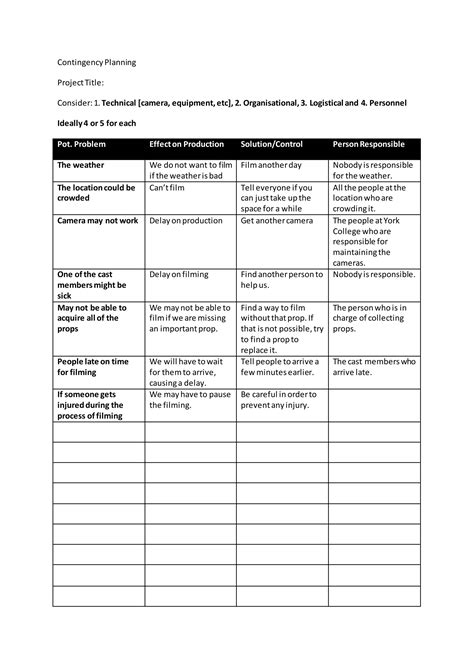 Contingency Form 2017 Pdf