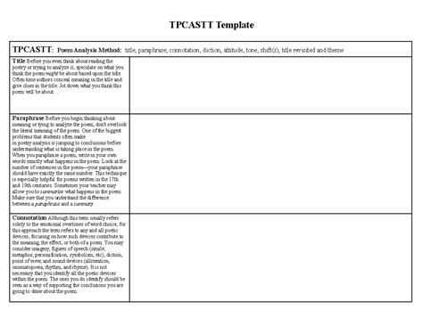 Tpcastt Template Tpcastt Template Tpcastt Poem Analysis Method