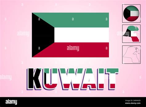 Kuwait Flag And Map In Vector Illustration Stock Vector Image And Art Alamy