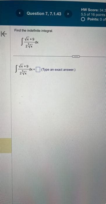 Solved Find The Indefinite Integral ∫23xx 9dx ∫23xx 9dx