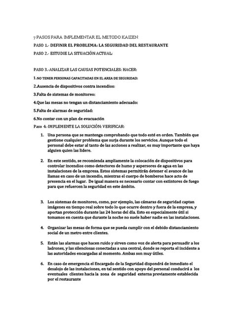 7 Pasos Para Implementar El Metodo Kaizen Pdf