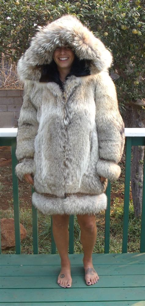 Real Wolf Parka Anorak Jacket Coat Made In Usa By Alaska Fur Gallery