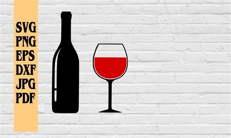 Wine Glass And Bottle Svg Png Eps Dxf  Pdfred Wine Svgwino Etsy