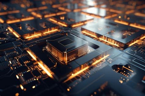 Premium Photo The Glowing Complexity Of Computer Chips In A Row Illuminates Technology