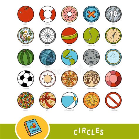 Sistema Colorido De Objetos De La Forma Del Círculo Diccionario Visual