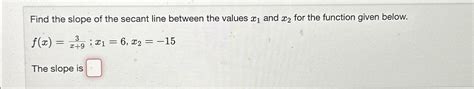 Solved Find the slope of the secant line between the values | Chegg.com