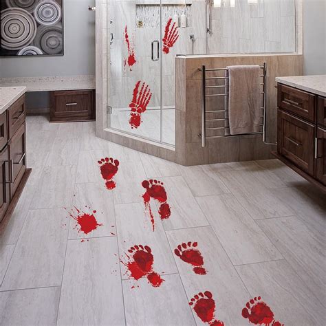 Jujiuda Bloody Footprints Floor Clings Halloween Party Decor Stickers