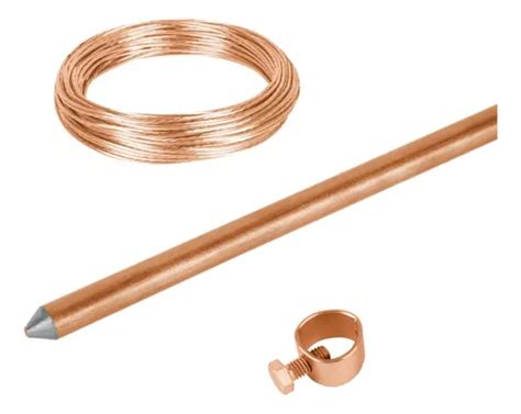 Kit Varilla Para Tierra Física 12 X 1m Con Cable Y Conector Envío Gratis