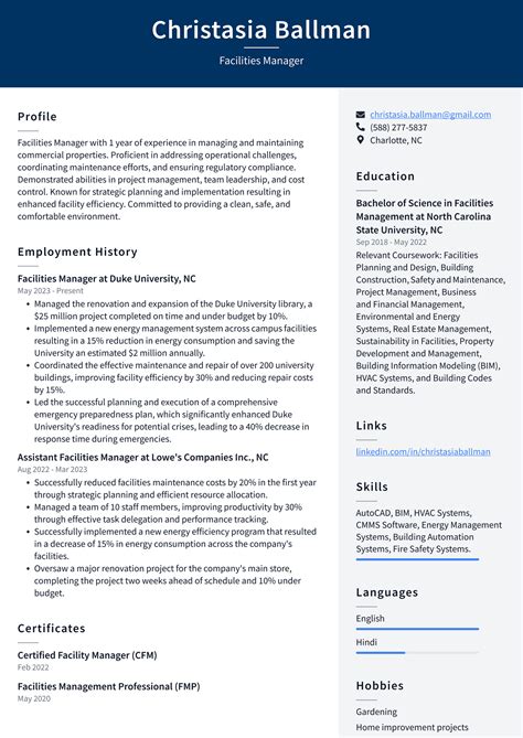 IBM Facilities Manager Resume Examples ResumeCat