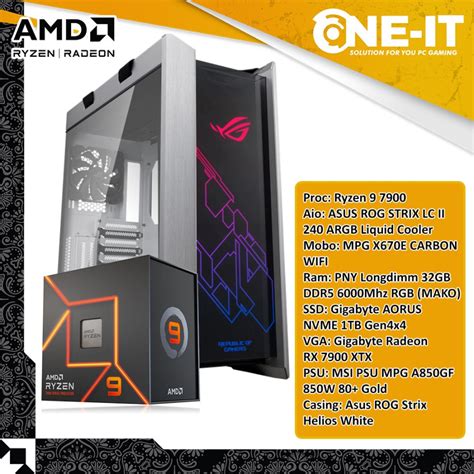 PC RAKITAN AMD Ryzen 9 7900 Radeon RX 6900 XT 32GB DDR5 6000Mhz Toko