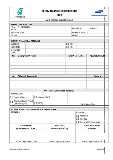 contoh report qc