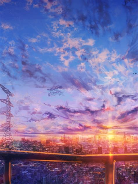 Красивый закат аниме Zefirka Club фото и картинки