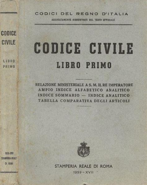 Codice Civile Libro Primo Libro Usato Stamperia Reale Di Roma