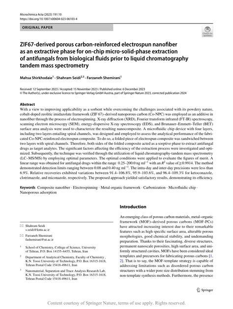 Zif67 Derived Porous Carbon Reinforced Electrospun Nanofiber As An