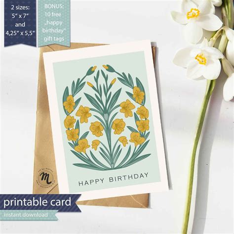 Printable Gladiolus Greeting Card August Birth Flower T Happy