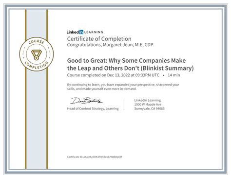 Margaret Jean M E Cdp On Linkedin Certificate Of Completion