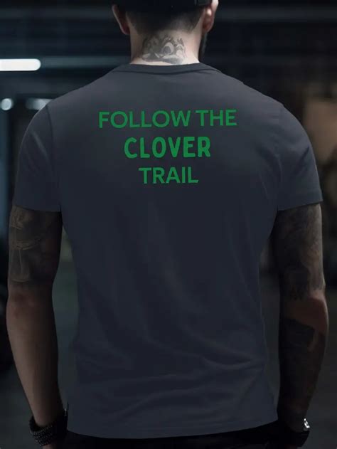 Follow Clover Trail Print T Shirt Tees Men Casual Short Temu Australia